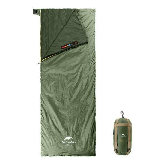 Спальный мешок Naturehike NH21MSD09 мини LW180, размер M, зеленый, молния слева