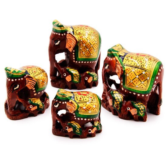 Слоны набор 4 ШТ. GEETA-5525 (роспись, 8, 7, 5, 4 см.), набор 4 шт.