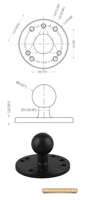 Шар VINmounts 25 мм (1") с круглым основанием 64 мм (VIN-B-001)