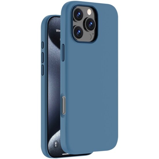 Чехол Deppa для Apple iPhone 16 Pro, Liquid Silicone, Magsafe, синий