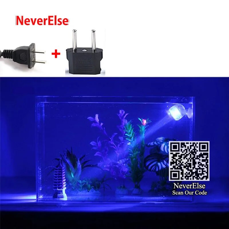 NeverElse LED лампа для аквариума, EU Plug, синий