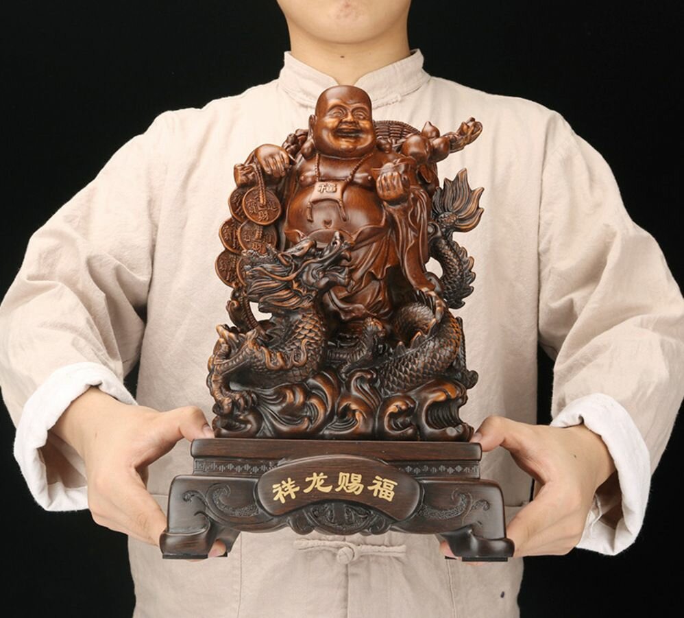 Статуэтка Хотей, дракон, талисман богатства, Будда.