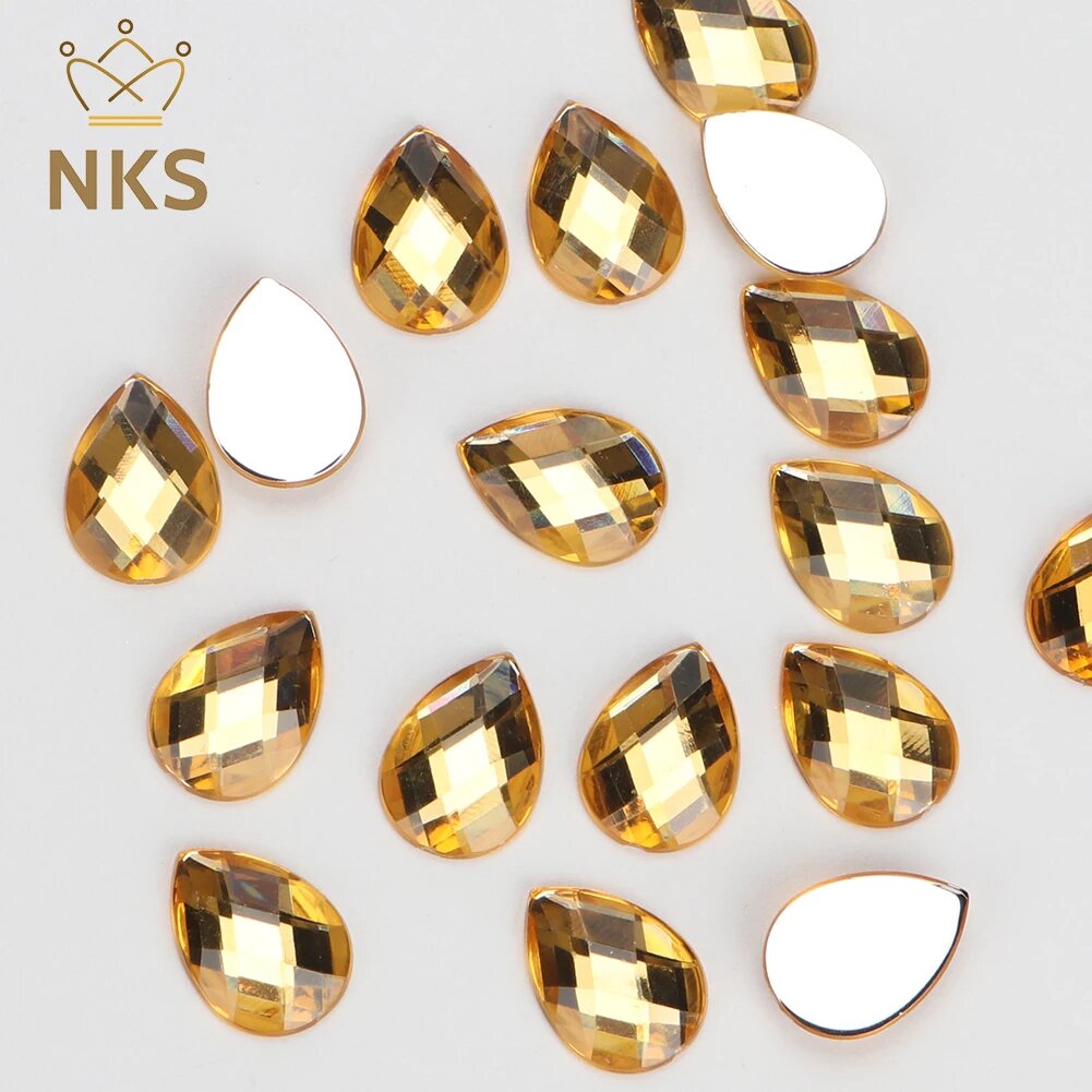 NKS Стразы акриловые капли 13x18mm, желтые, 100шт