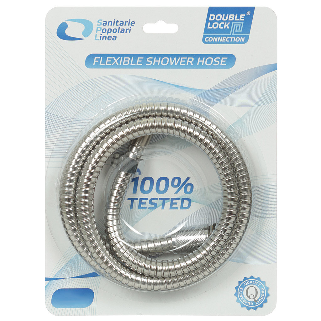 Шланг для душа SPL 3600.200B, сталь, хром, 2 м, двойной замок, ИМП-ИМП