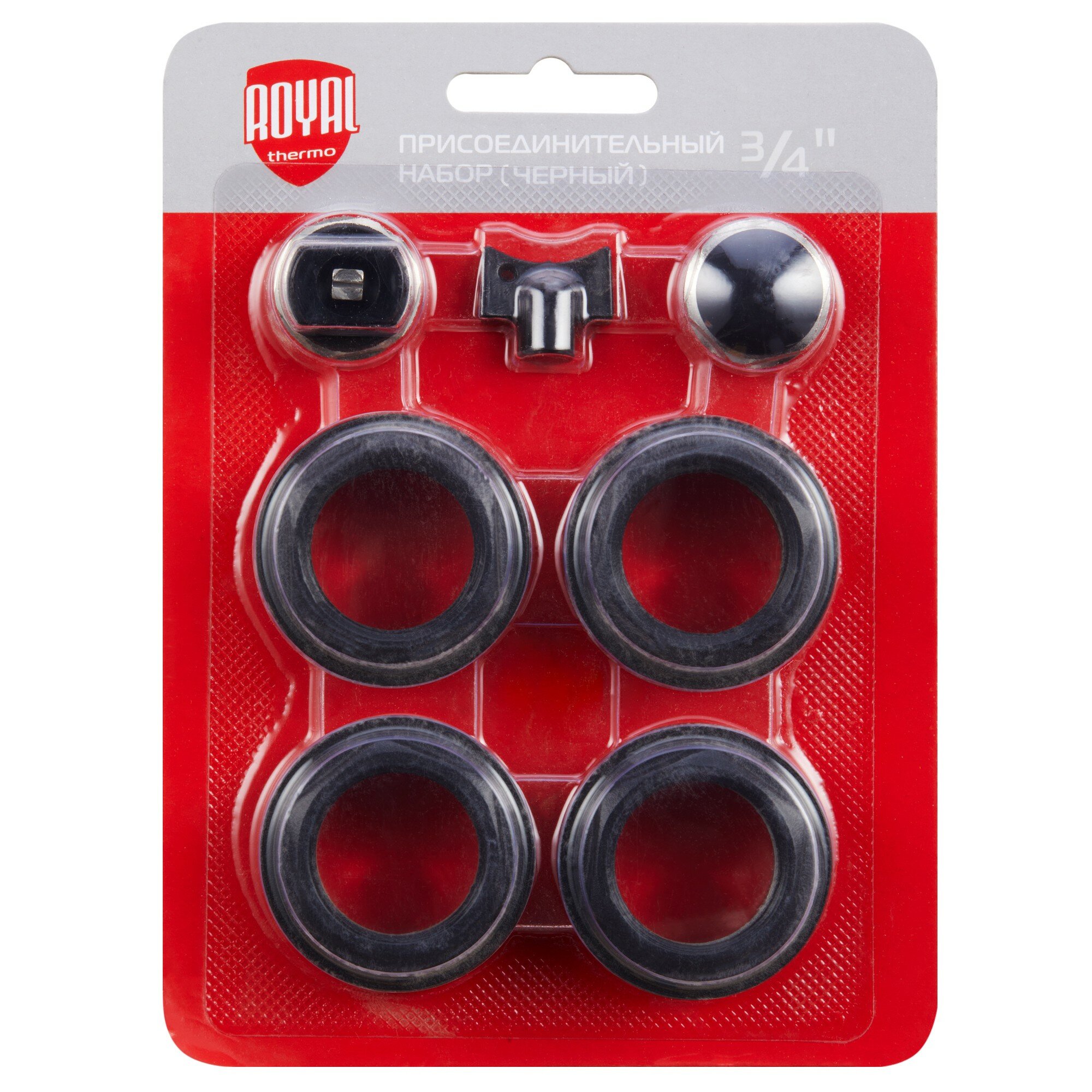 Монтажный комплект Royal Thermo для радиатора 3/4" black(черный), 2 комплекта.