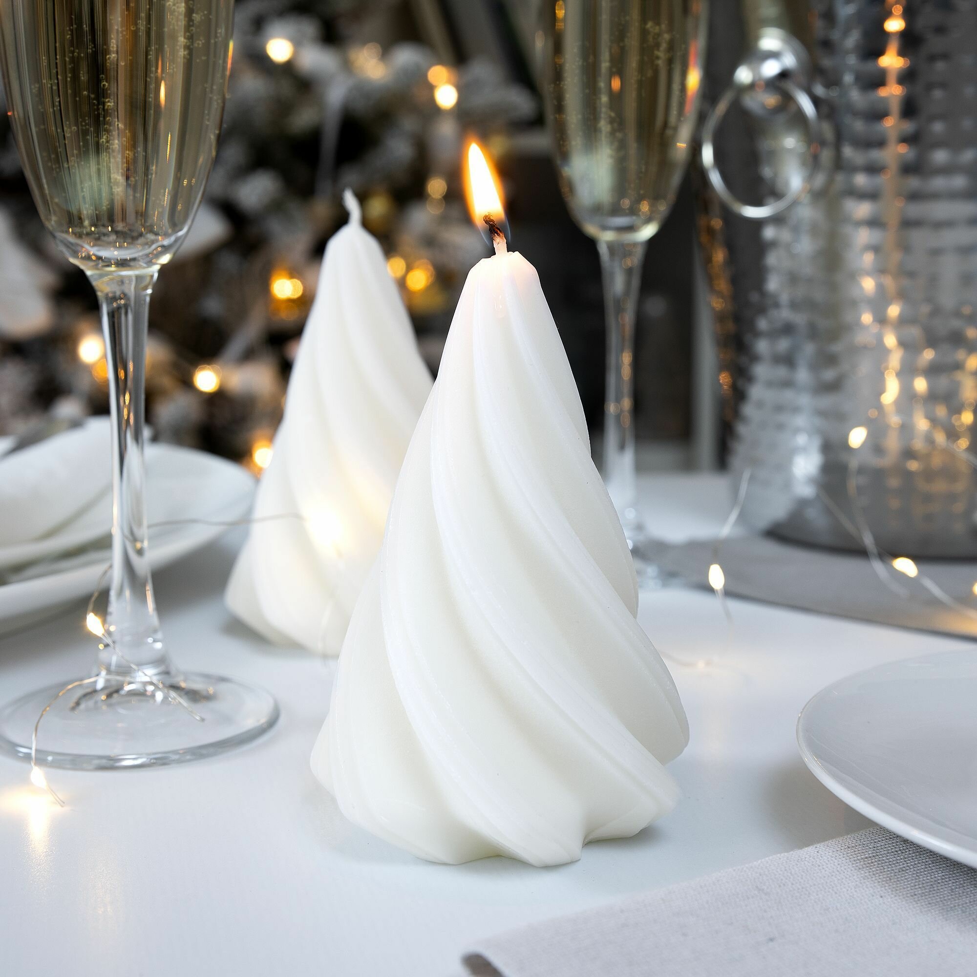 Свеча новогодняя ёлочка, Sparklet, белая, подарок на Новый год, новогодний декор