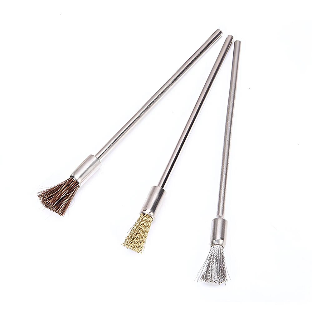 Набор щеток из нержавеющей стали, латуни и конского волоса для дрели 3pcs Mixed