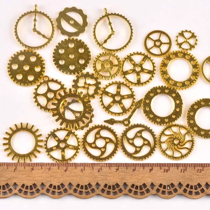 Металлические подвески и шестерни стимпанк 30 шт golden