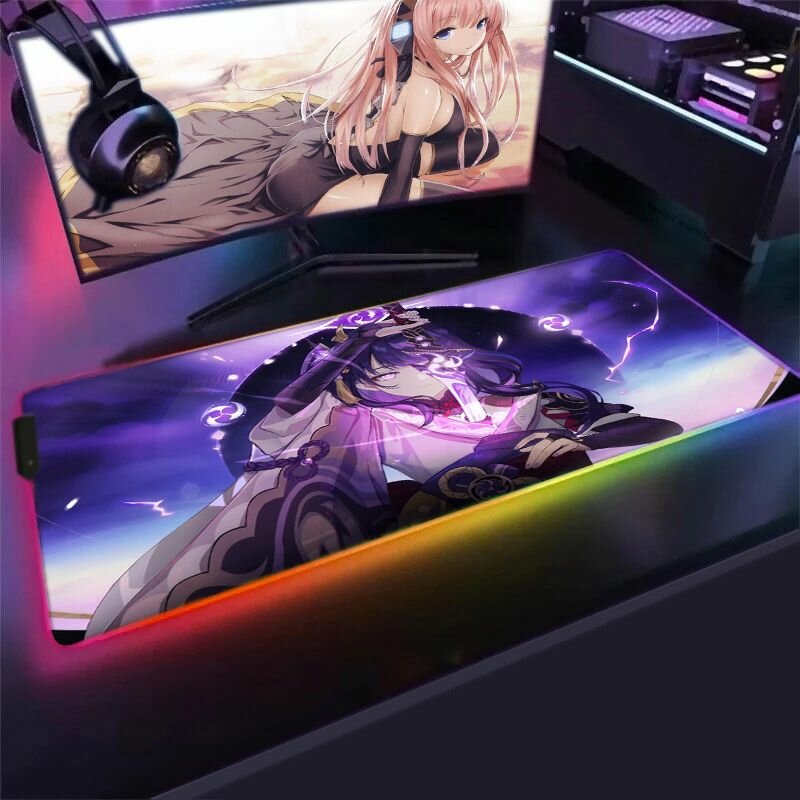 Коврик для мыши Genshin Impact "Original God Series", игровой, подсветка, прошитые края