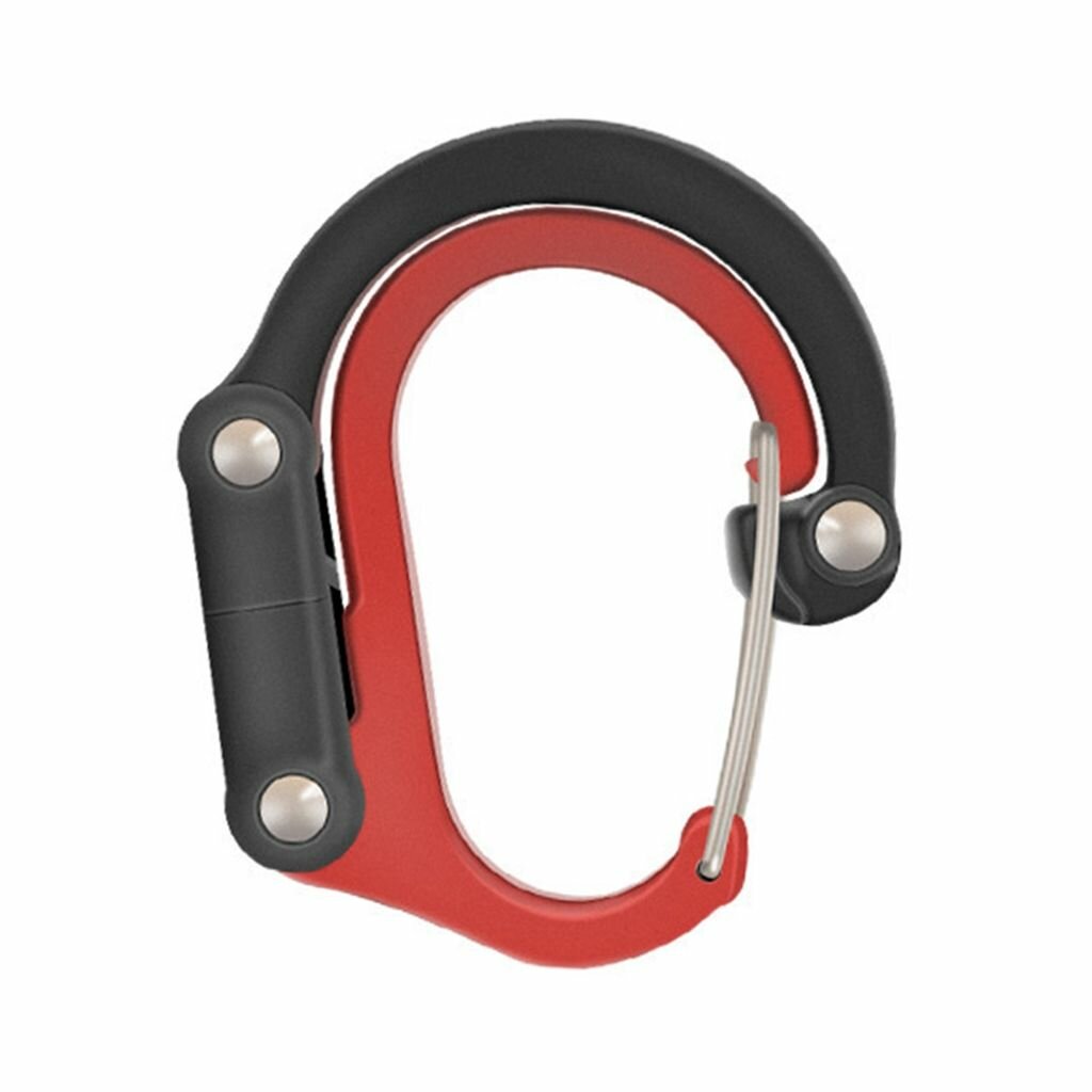 Карабин вспомогательный, Средний многофункциональный карабин для альпинизма с крючком и кольцом - Черно-красный