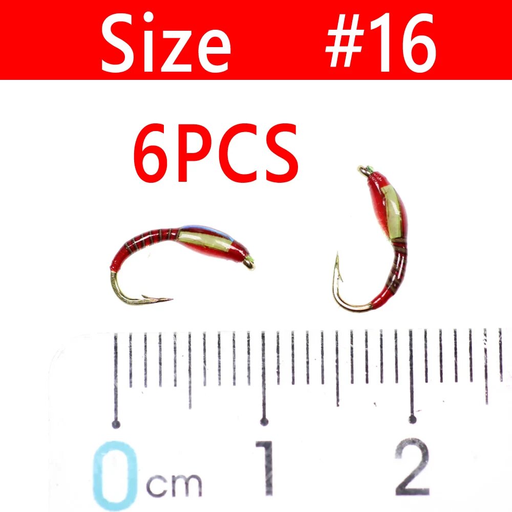 Bimoo Мушки для нахлыста 6 шт. #10 #12 #14 #16 6PCS Size 16 No Bead