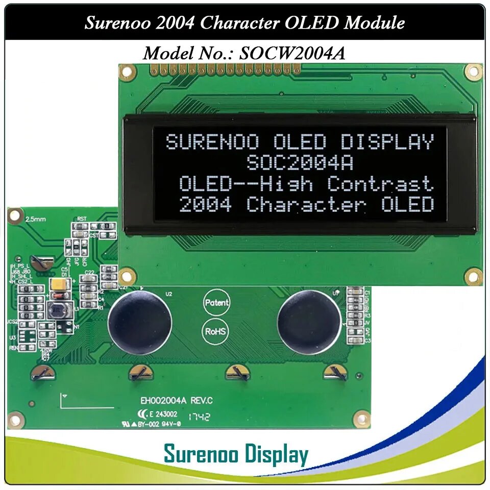Surenoo OLED дисплей SOC2004A 2004 символа, SOCW2004A-Parallel