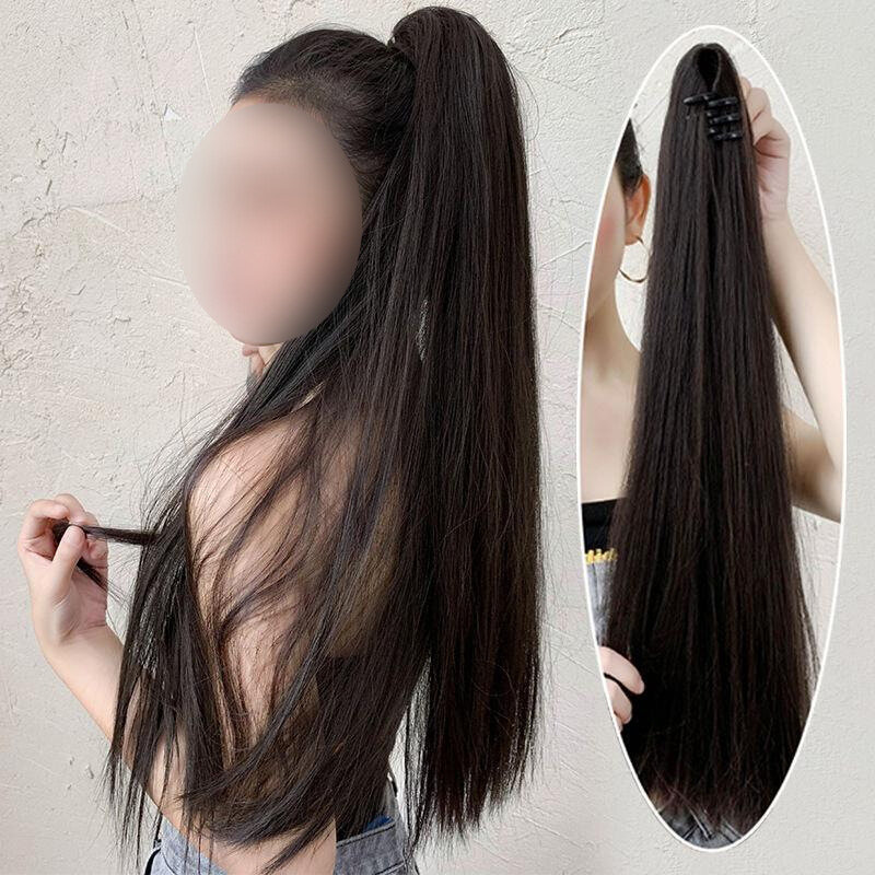 Парик Конский хвост Женские длинные волосы Интернет Знаменитости Связанные волосы Естественная хватка Темперамент Прямые волосы Высокий конский хвост Коса