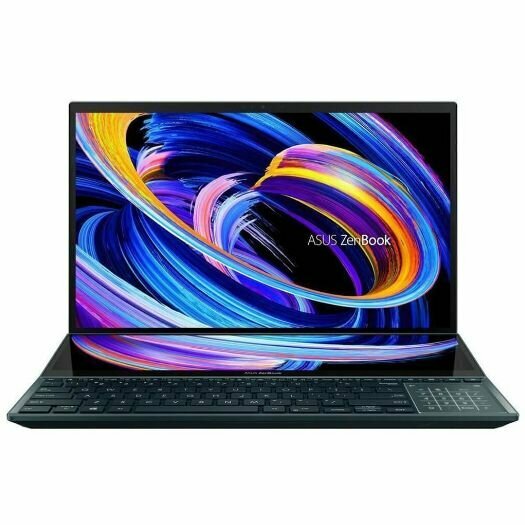 15,6" Ноутбук Asus ZenBook Pro Duo UX582ZM-AS76T (90NB0VR1-M00330) синий - 3840x2160, OLED, Intel Core i7-12700H, ядра: 14 x 2,3 ГГц, 16 ГБ, SSD 1024 ГБ, NVIDIA GeForce RTX 3060 (6 ГБ), W11Home