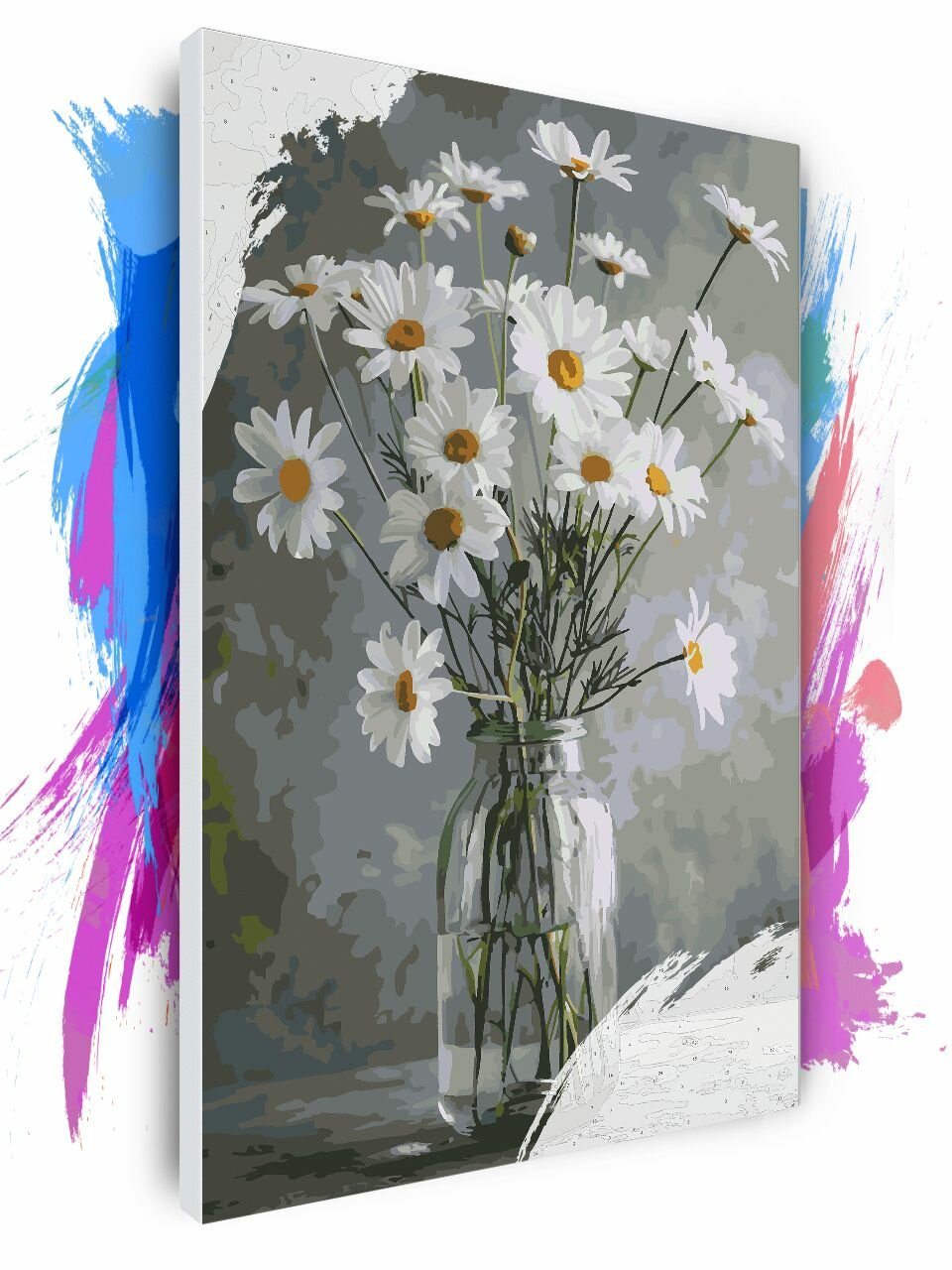 Картина по номерам на холсте Ромашки в банке, 50 х 80 см