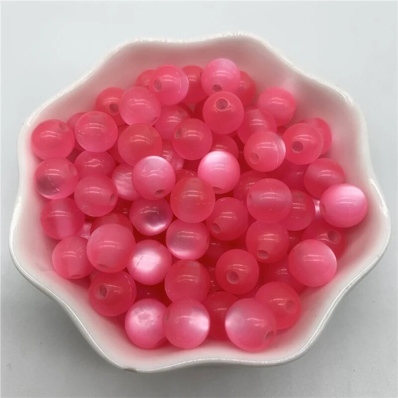 50 шт. полимерные бусины "кошачий глаз" RYFDBMauve 8 мм Розовый, 05