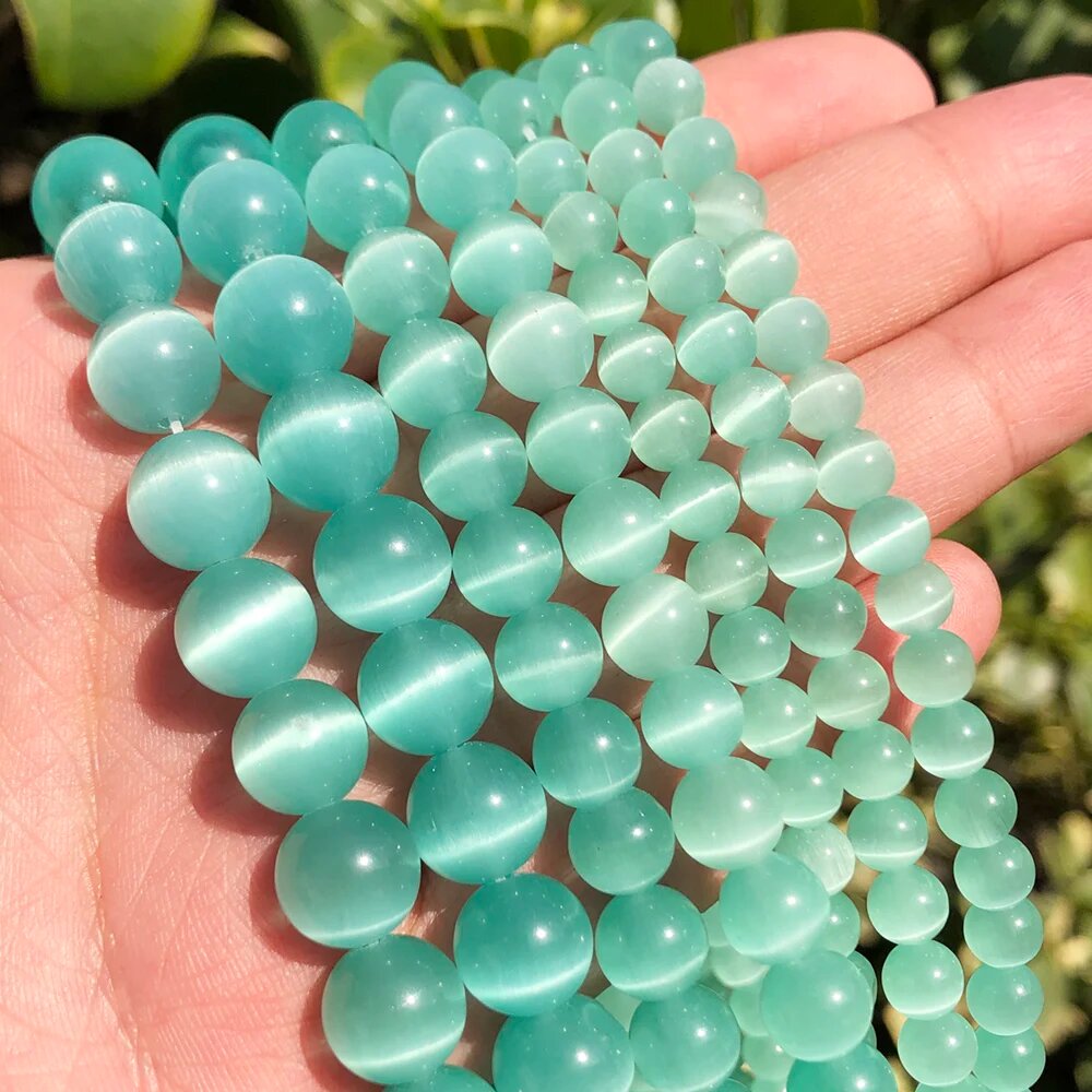 Мятно-зеленые бусины кошачий глаз TTUIJI 4/6/8/10 мм 8mm 46pcs Beads