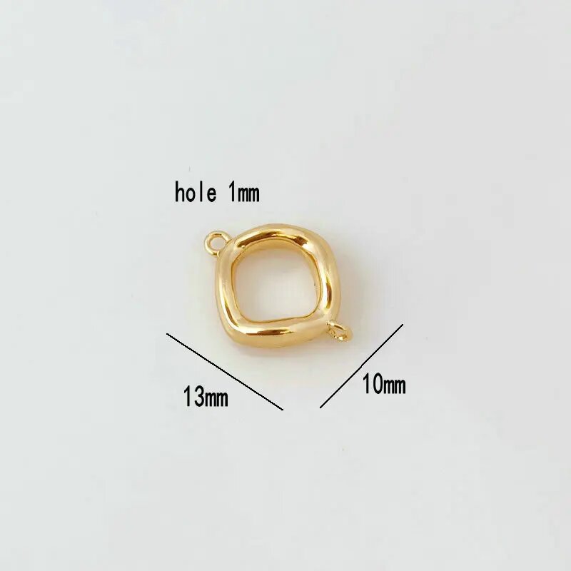 Шарм из латуни 14K Gold Color, 13x10 мм, отверстие 1 мм, Style 1, 4PCS