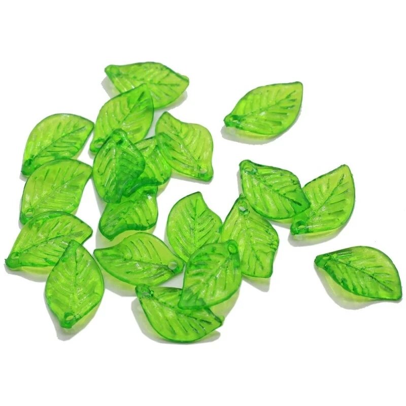 Зеленые подвески-бусины листья 17x11mm