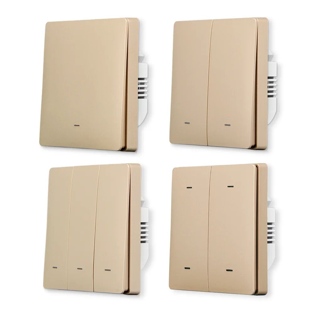 LerLink Умный выключатель света ZigBee 1/2/3/4 группа 2-ганг, GOLD