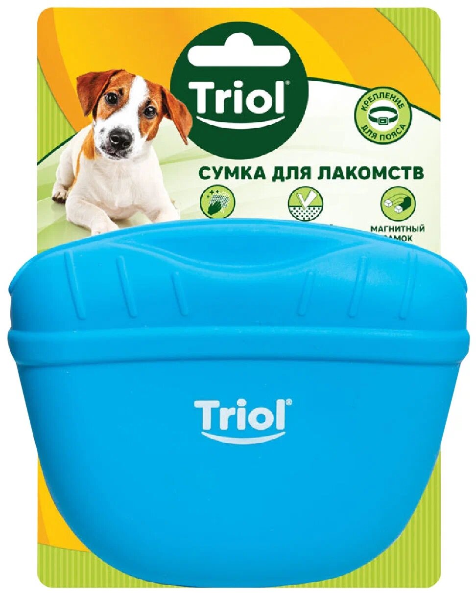 Triol Сумка для лакомств силиконовая Фитнес, голубая, 130х105 мм
