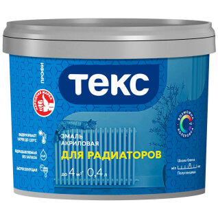Эмаль для Радиаторов Текс Универсал 0.4л Акриловая, без Запаха, Белая, Полуглянцевая.