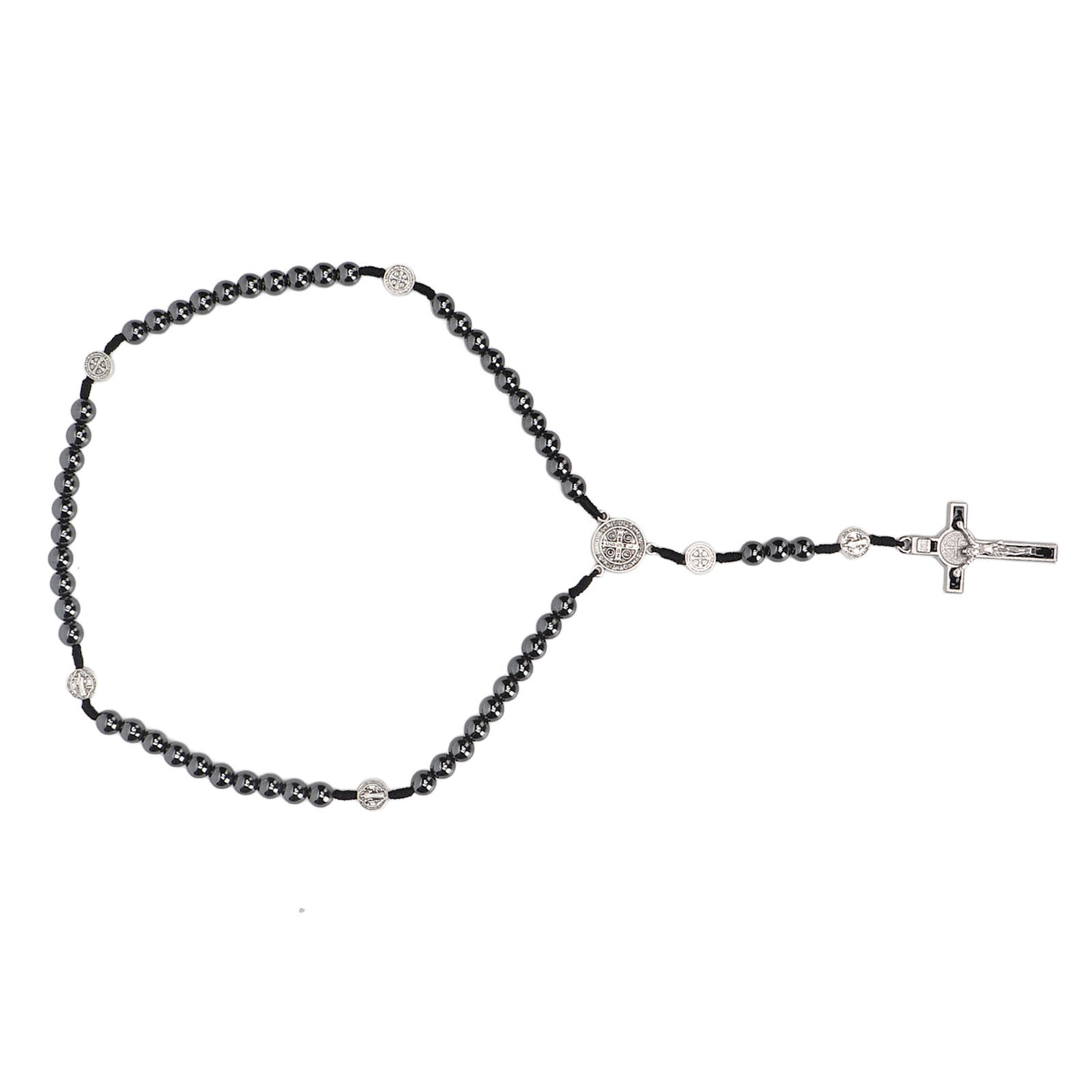 Ожерелье с четками, подвеска с обсидиановым распятием, католические бусины, ожерелье с четками для молитвенных подарков