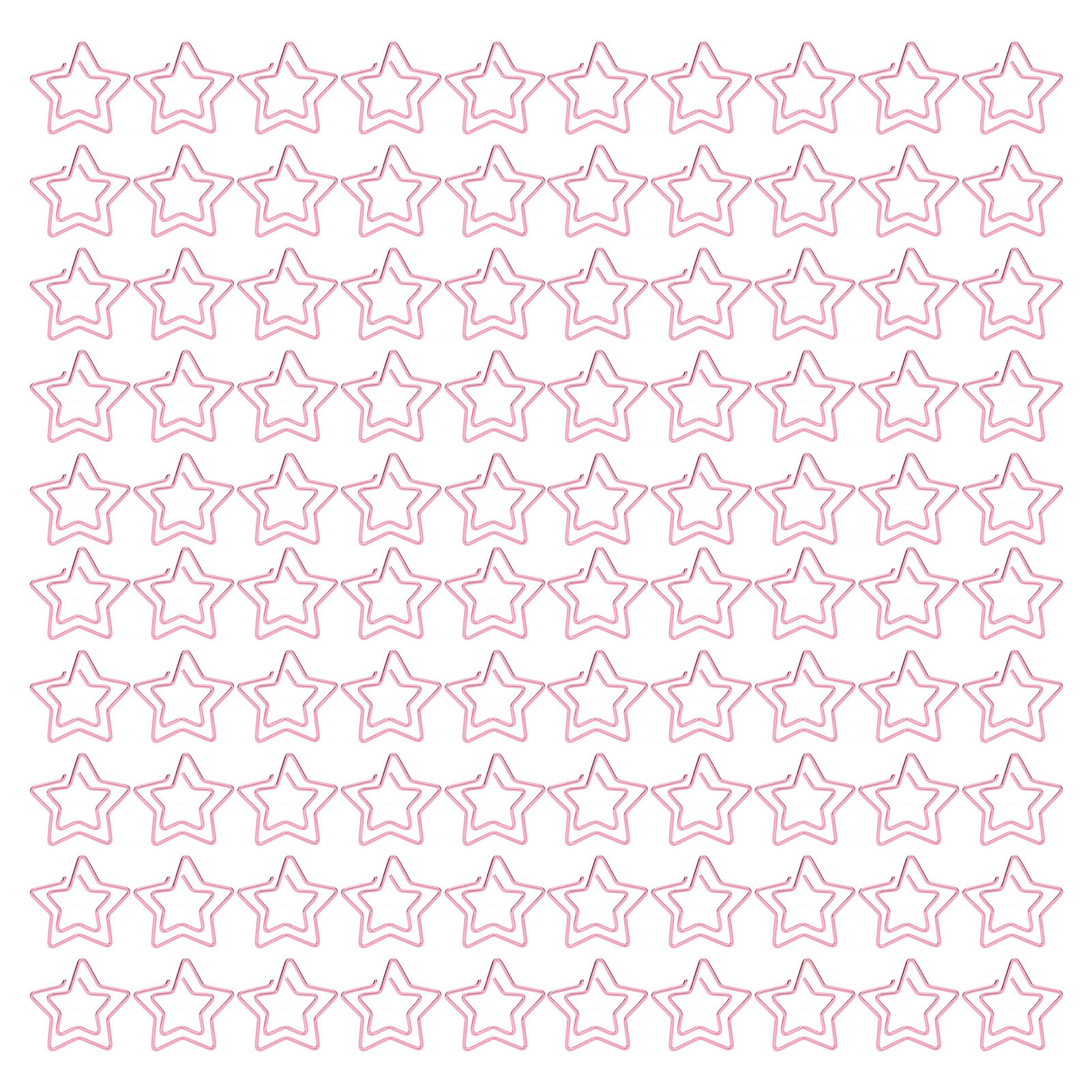 100pcs Star Shape Paper Clips Pink Plating Process Rustproof Metallic for Office School