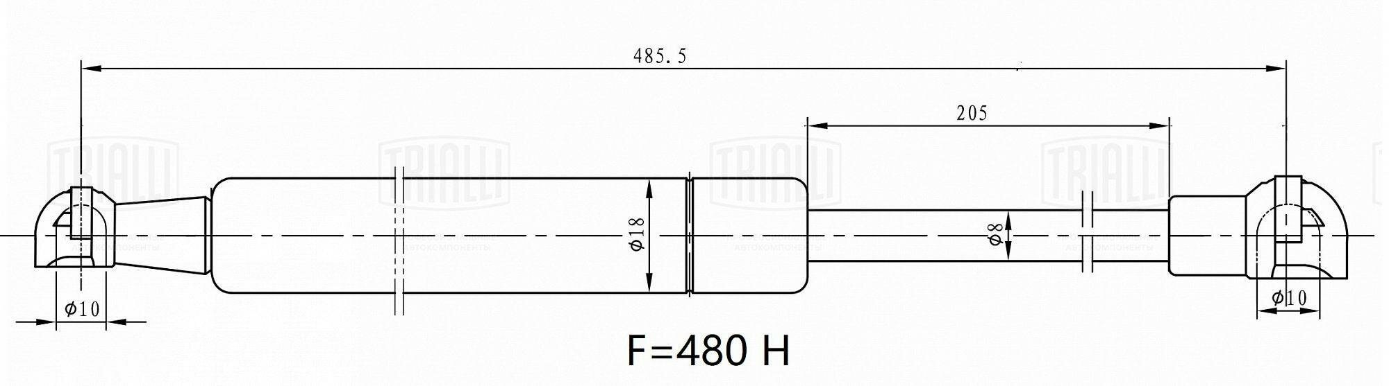 Trialli упор газовый (амортизатор) крышки багажника для автомобилей gs0109