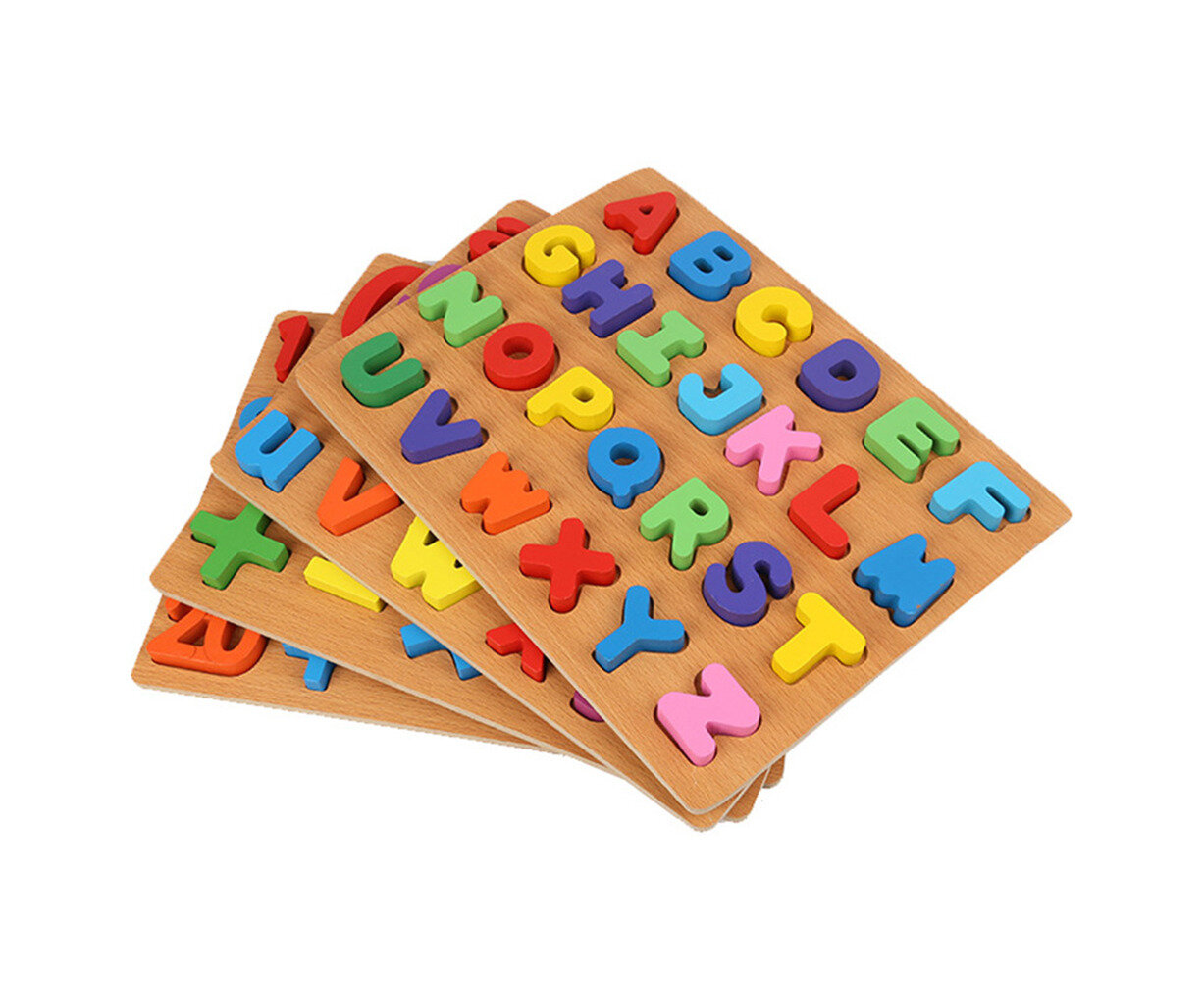 Детский деревянный обучающий пазл с алфавитом ABC и цифрами Learning Board из МДФ, размер 30см x 22.5см, упаковка содержит 1 штуку, 2#