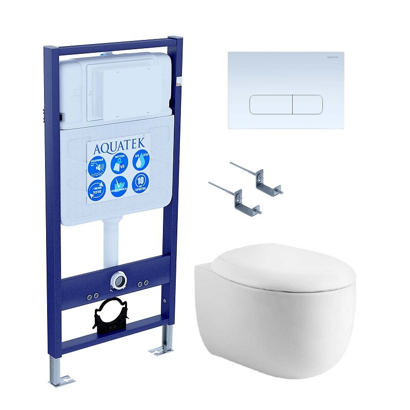 Комплект AQUATEK SET альтаир cm-013 4в1 (рама Standard INS-0000012+крепеж KKI-0000002+кнопка KDI-0000013+унитаз Альтаир AQ1980-00 с сиденьем)