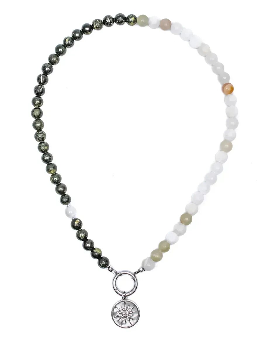 Бусы, перламутр, оникс