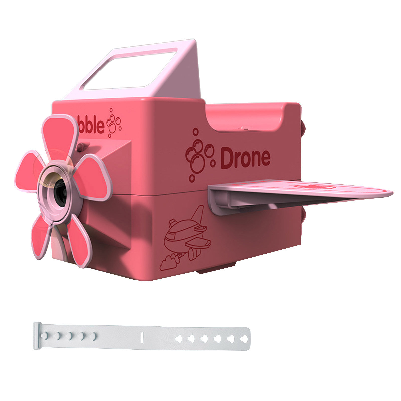 Машина для выдувания пузырей на запястье с изображением мультяшного самолета, полностью автоматическая музыкой, розовая