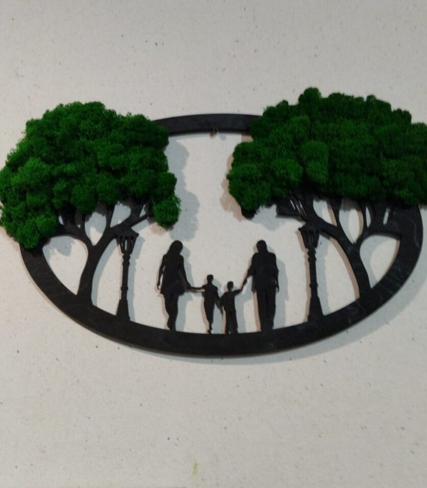 Панно семья стабилизированный мох