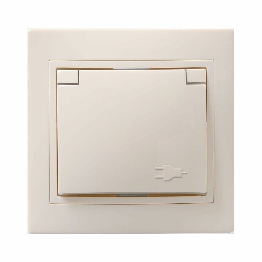 Розетка 1-м СП Кварта РСб10-3-ККм 16А IP20 с заземл. с крышкой крем. IEK ERK15-K33-16-DM