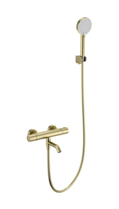 Термостатический смеситель Wonzon & Woghand WW-B3029-A1-BG для ванны с душем, брашированное золото