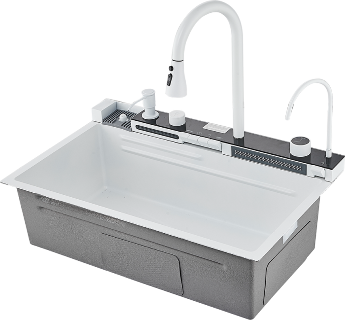 Многофункциональная мойка для кухни Savol S-SC001W с водопадом, белый