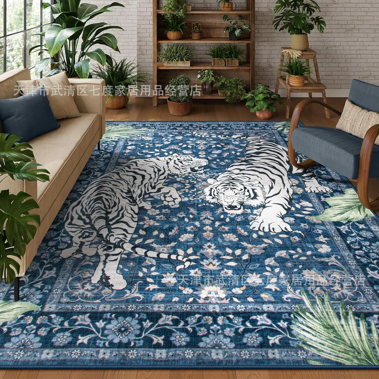 Бохо ковер JSL36Moynesa, с тигровым принтом, Имитация кашемира，160*230cm