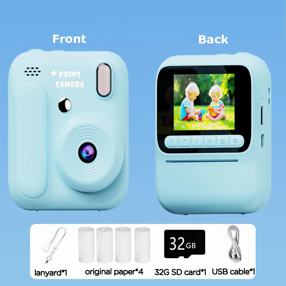 Детская камера моментальной печати, Blue 32GB
