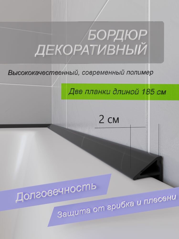 Бордюр пластиковый 185 см (2шт), черный