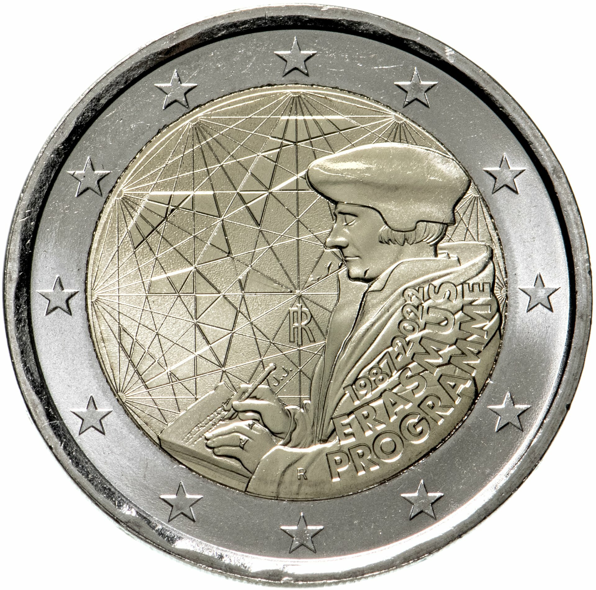 Италия 2 евро 2022 35 лет программы Erasmus, Биметалл, в сохранности UNC