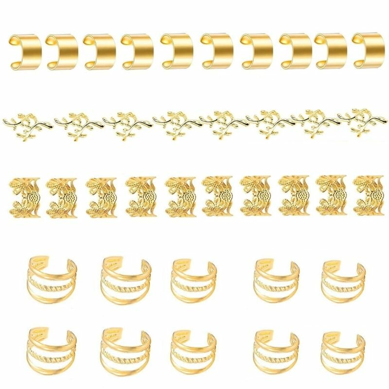 Набор колец для наращивания волос в грязной косичке парика-Золотой