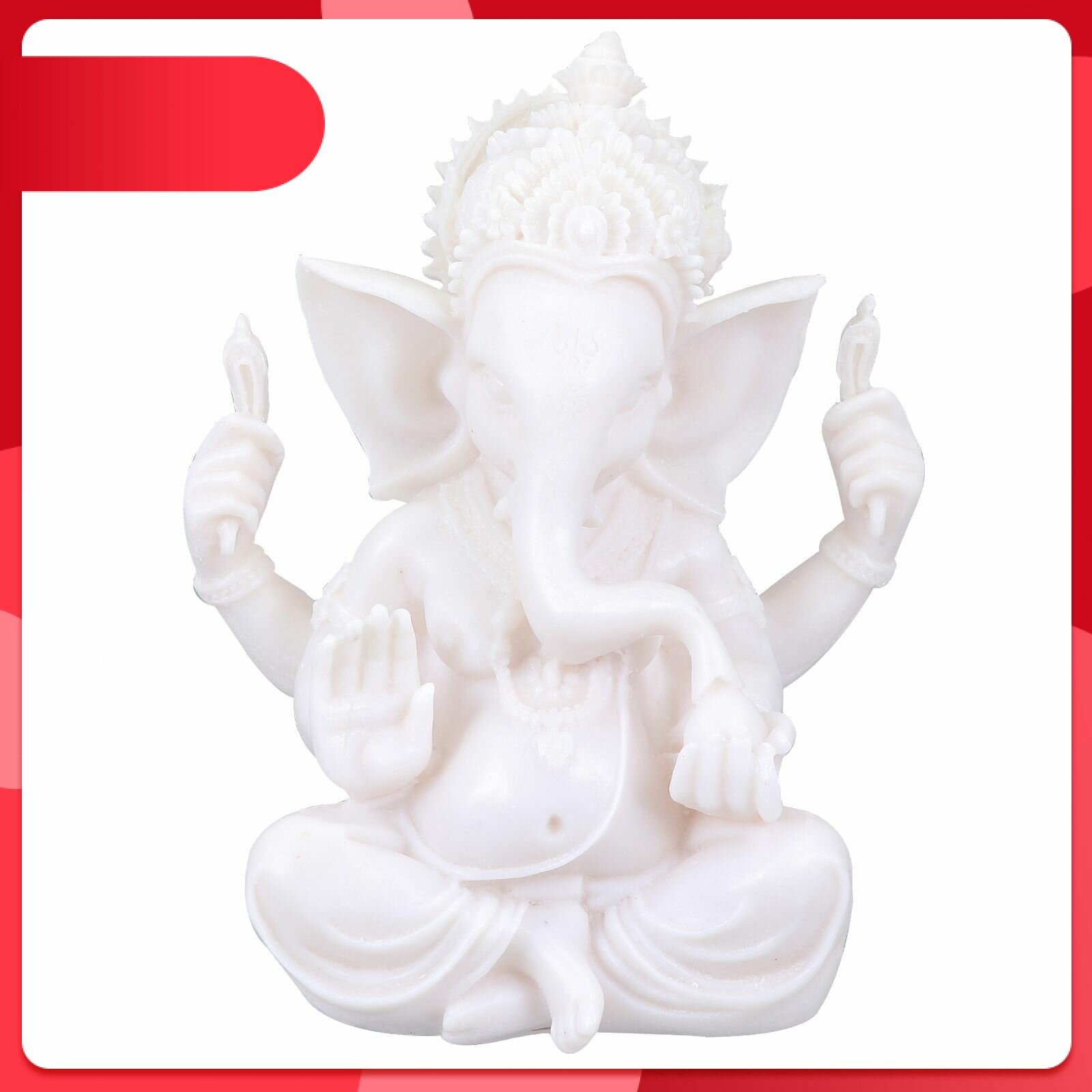 Резная белая статуэтка слона ганеши из смолы для домашнего украшения в наборе 3 шт
