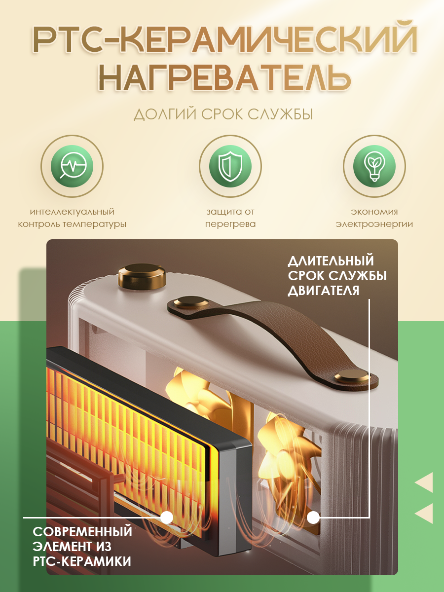 Компактный обогреватель 800Вт | Интеллектуальный контроль температуры | Для комнат до 12 м² — фото 1