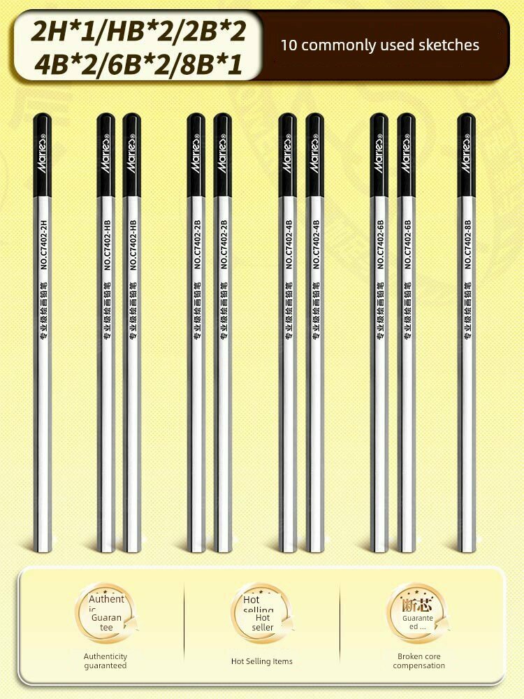 Marley Sketch Pencils Charcoal Pencils for Art Students 2B4B6B8B14B Professional-Grade Sketch Pen Tool Set Hb Drawing