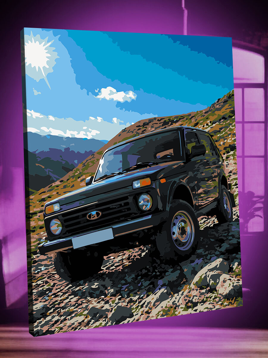 Картина по номерам Lada Niva Legend зелёного на бездорожье
