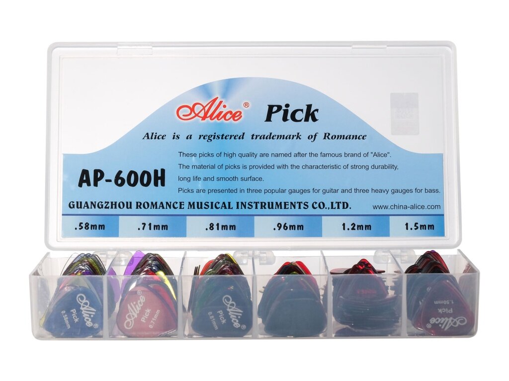 AP-600H Коробка нейлоновых медиаторов, 600шт, Alice