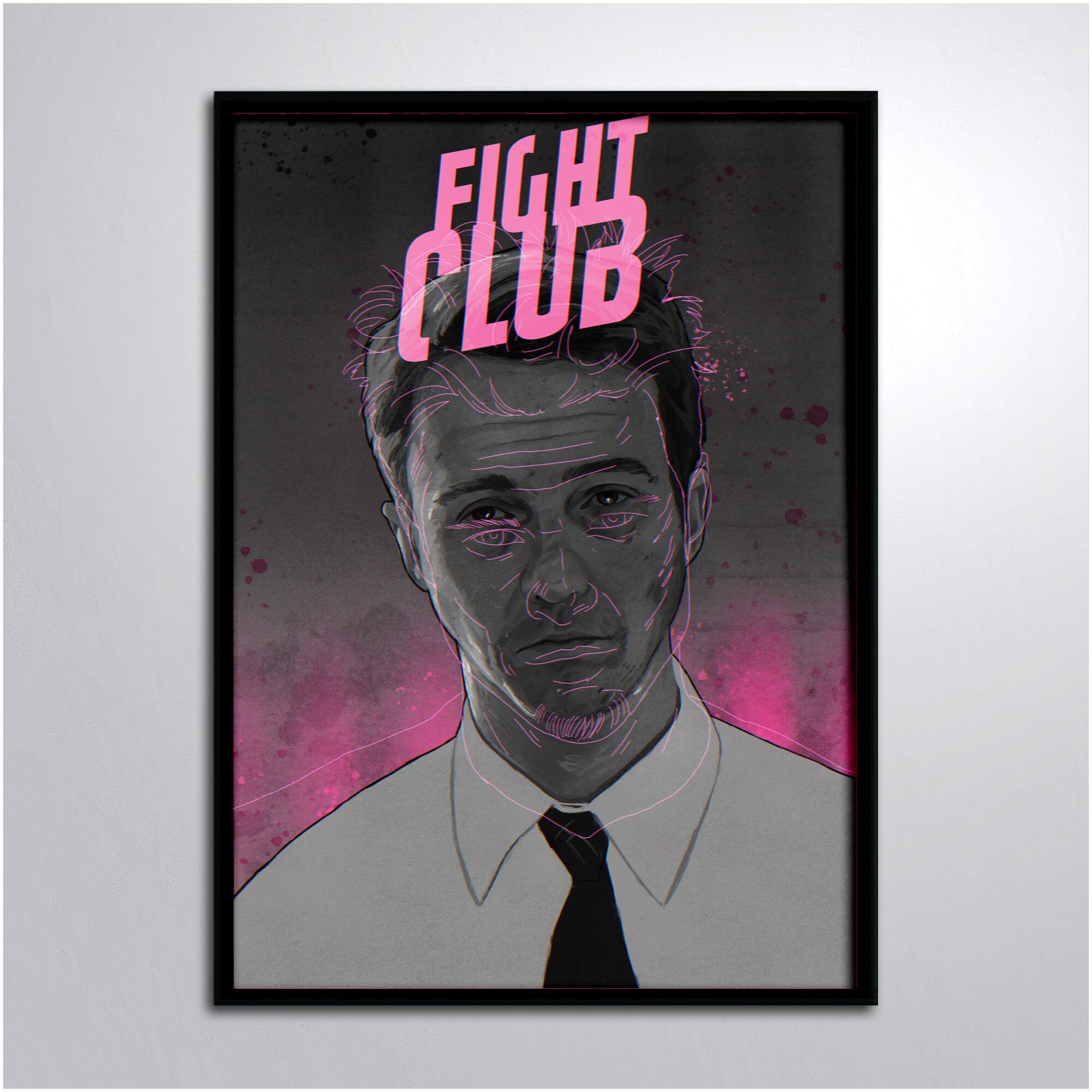 Постер в раме/ Бойцовский клуб Эдварт Нортон Раздвоение