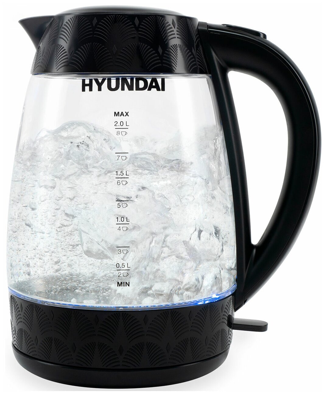 Чайник электрический Hyundai HYK-G4505, 2 л, 2200 Вт, черный