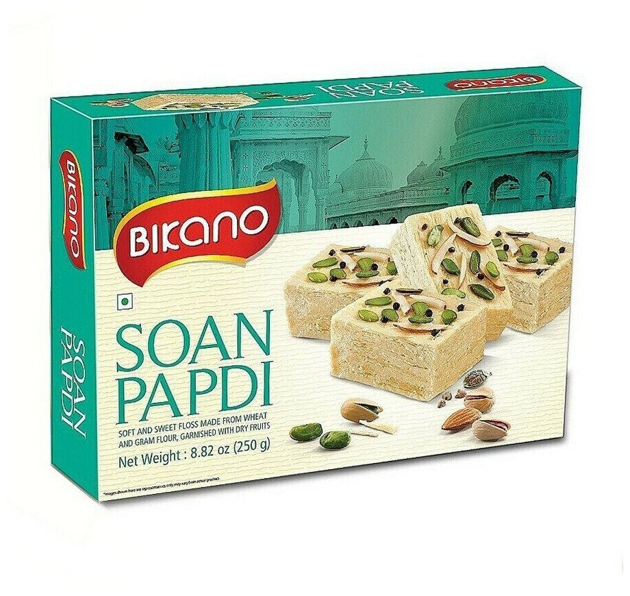Сладкая нежная халва Соан Папди с орехами Bikano 250 г